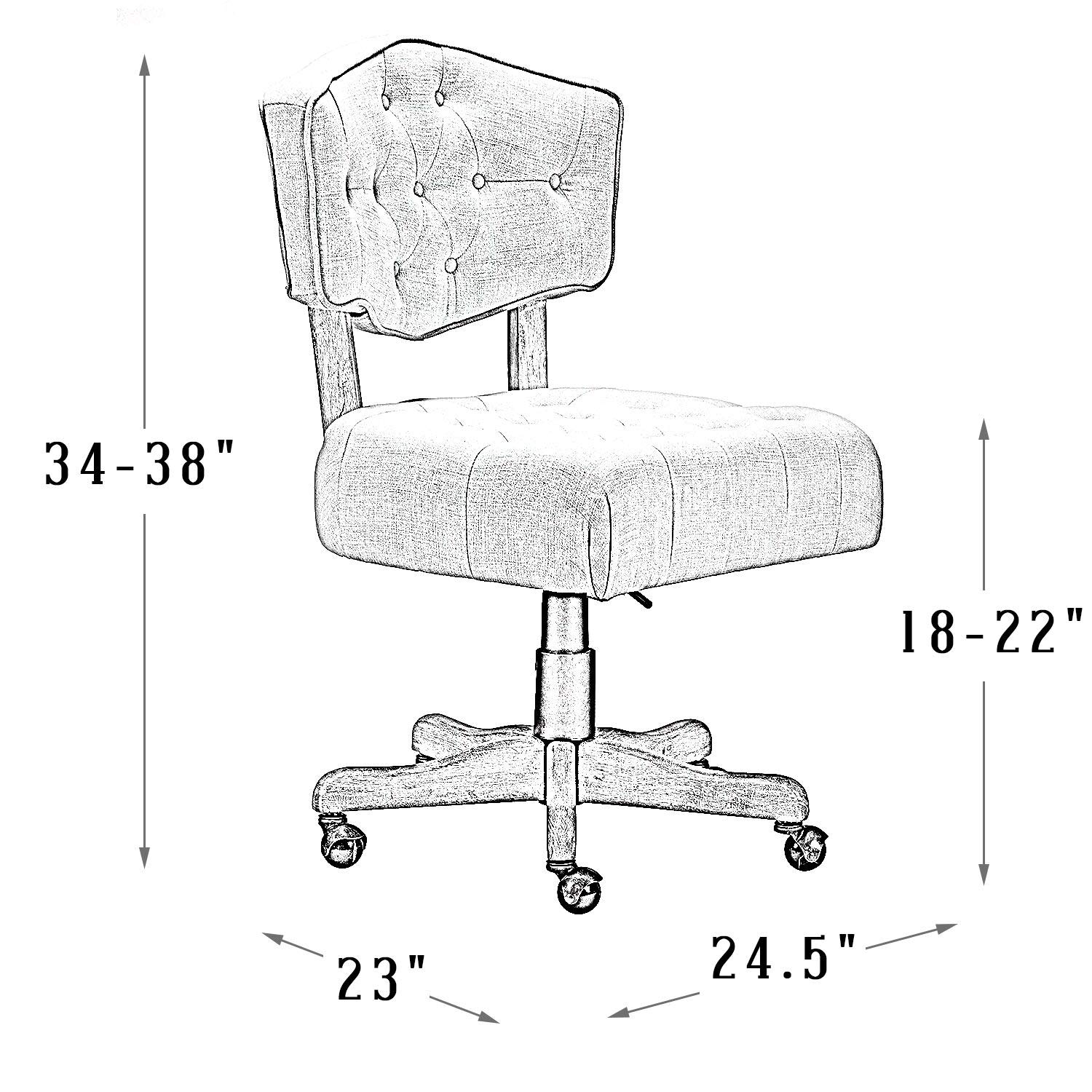 Camila Tufted Desk Chair with Wood Base for Home Office - Blue