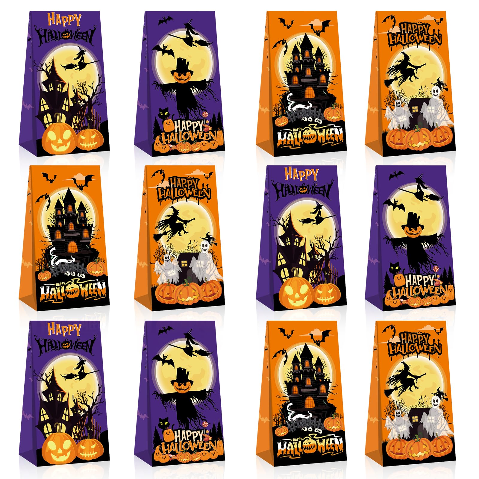 BXGH Halloween party gift bag with 12 pieces of Halloween decorations - double sided printing, ideal for decorating children's birthday parties
