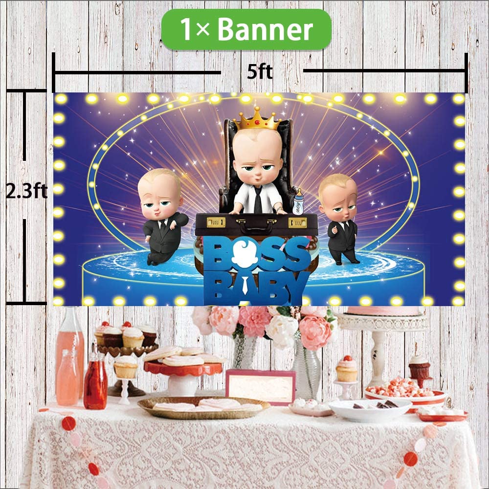 Boss Baby Party Supplies 1st First White Boys Birthday Decorations Backdrop 1 Year Decor