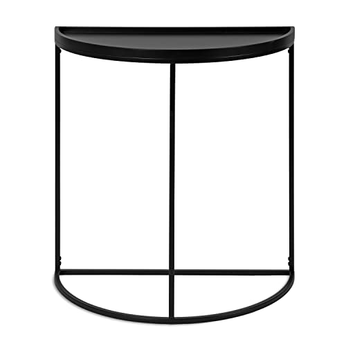 Kate and Laurel Dorrah Modern Round Console Contemporary Half-Circle Entryway Table for Storage, Organization, and Display, 28x14x30, Black