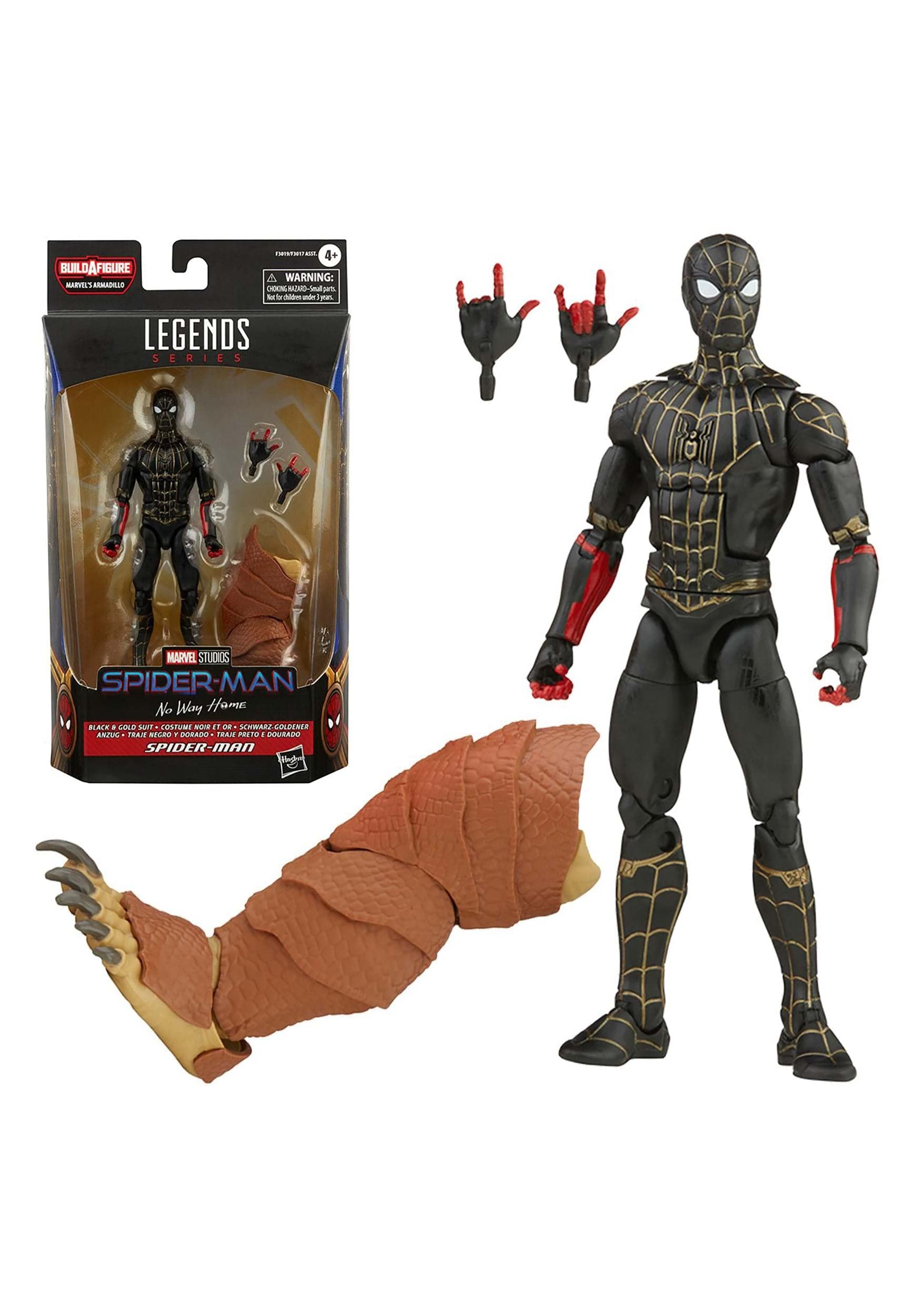 Spider-Man Marvel Legends Series Black & Gold Suit 6-inch Collectible Action Figure Toy, 2 Accessories and 1 Build-A-Figure Part(s)