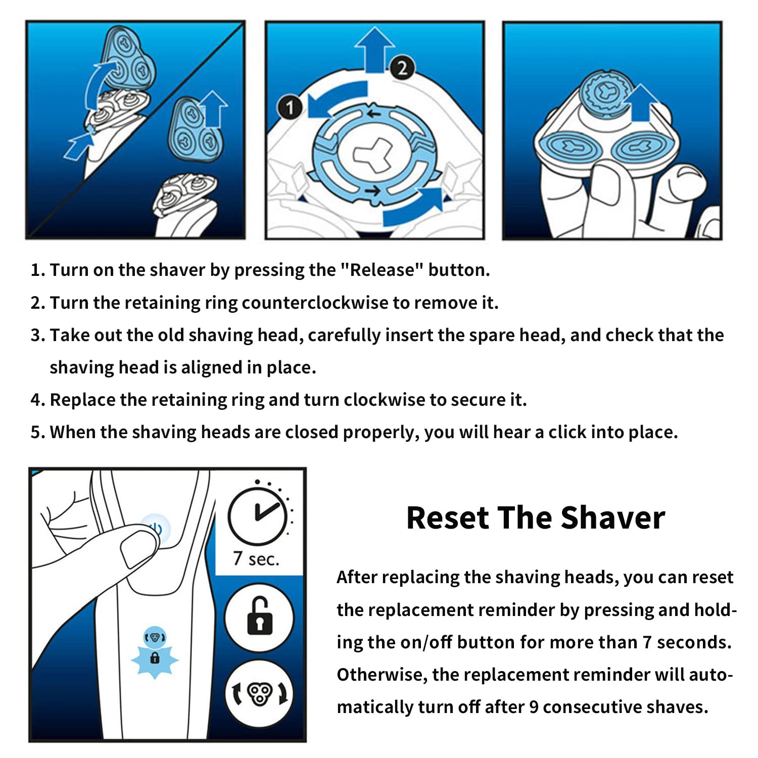 Durimi SH91/52 Replacement Heads for Shavers Series 9000, New Upgrade double-layer Precision Blades(6-Pack)