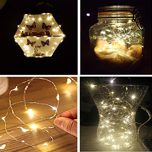 BXROIU Fairy Lights CR2032 Battery Operated,6 Pack 6.6Ft/2Meter 20 LEDs Micro Silver Wire String Lights for Bedroom Christmas Party Wedding Decoration (Warm White)