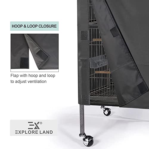 Explore Land Bird Cage Cover - Universal Pet Cage Cover for Night Cage Cover for Cats, Mink, Totoro, Parakeet, Parrot and Small Animals 01(Black, X-Large)
