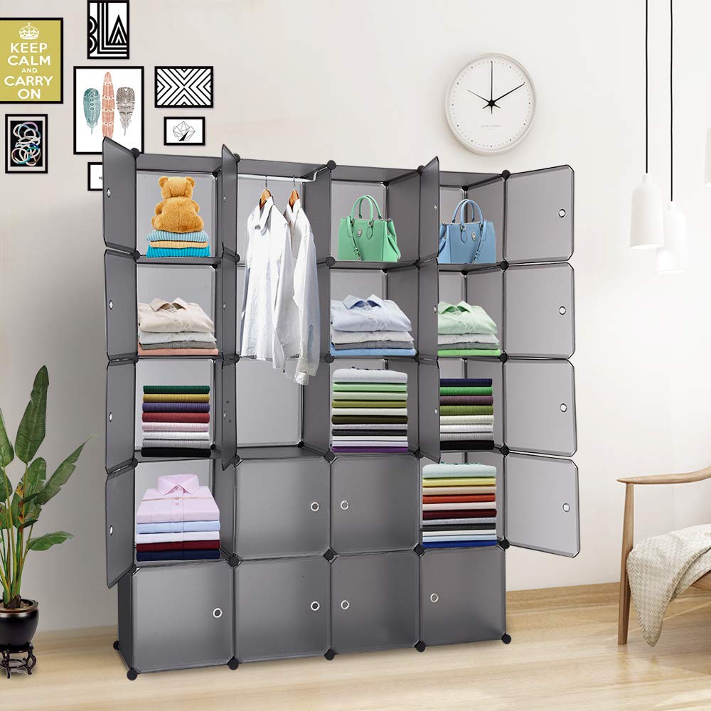 VINGLI Portable Storage Cubes-14 x14 Cube (30 Cubes)-More Stable (add Metal Panel) Cube Shelves, Modular Bookshelf Units, Clothes Cube Storage Shelves, Room Organizer for Cubby Cube