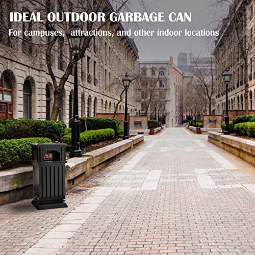 POWLAB Outdoor/Indoor Trash Can Commercial Trash Can Waste Container with Perforated Galvanized Steel Panel for Disposal Commercial Waste Container -Black