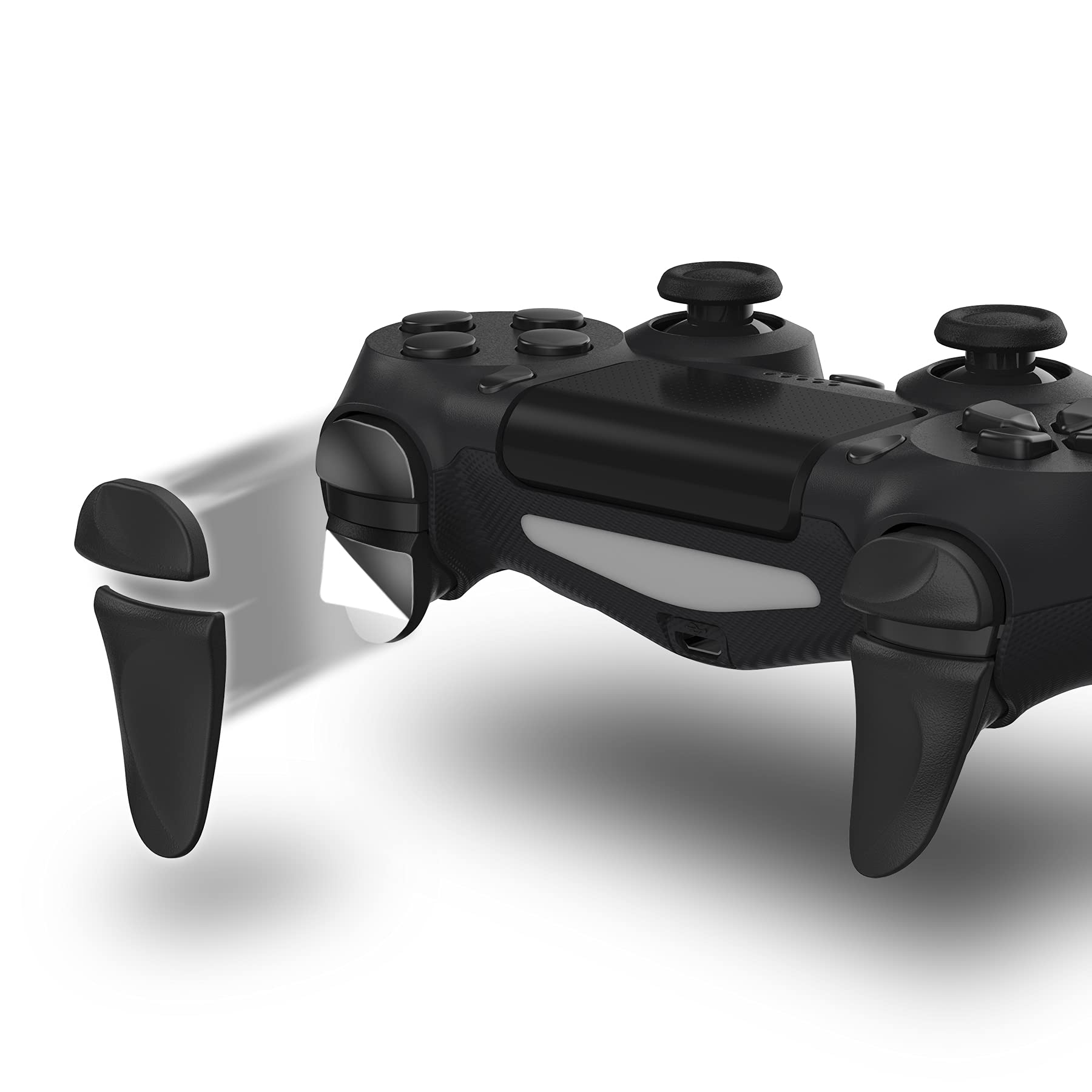 PlayVital 2 Pair Shoulder Buttons Extension Triggers for PS4 All Model Controller, Game Improvement Adjusters for PS4 Controller, Bumper Trigger Extenders for PS4 Slim Pro Controller - Black