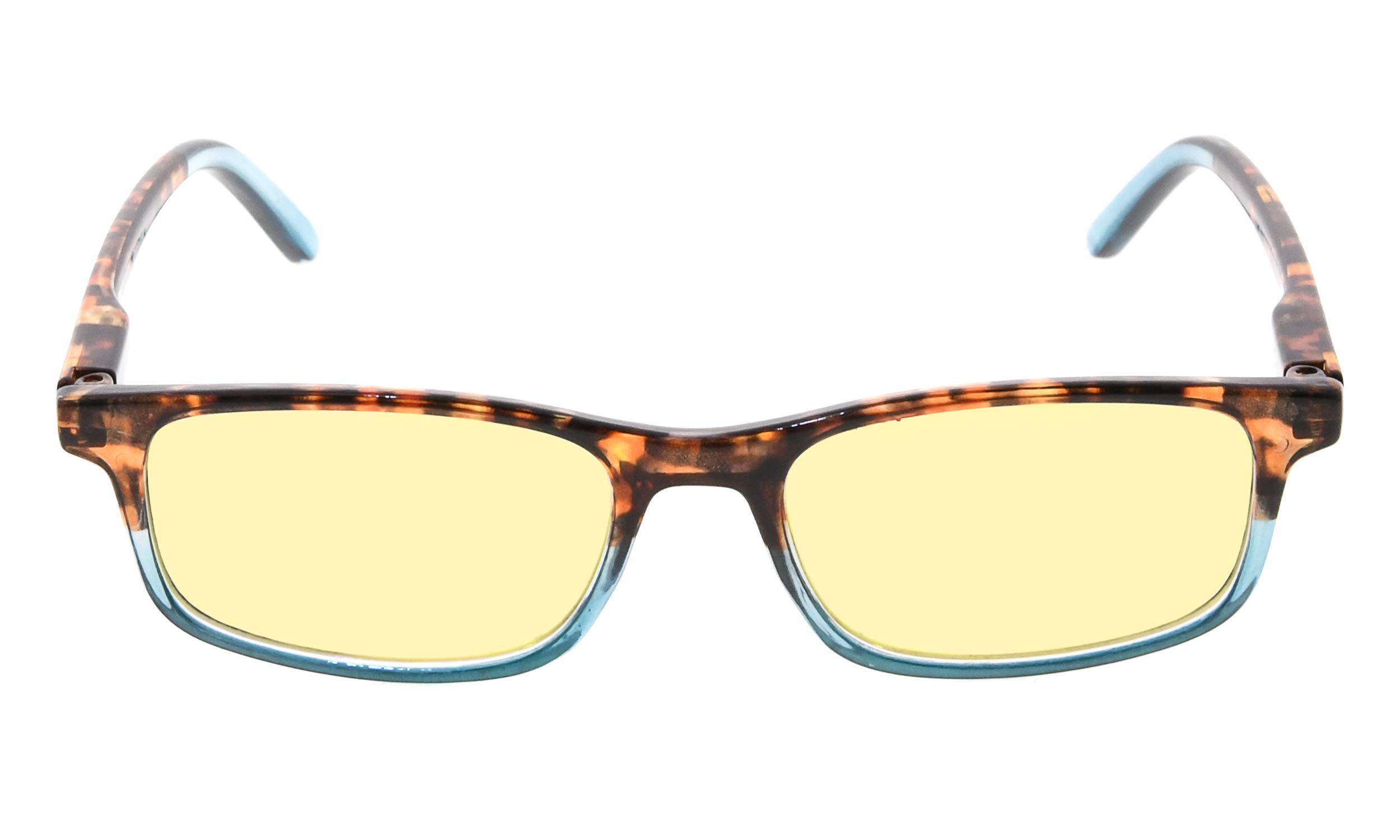 Blue Light Blocking Computer Reading Glasses with Yellow Tinted Lens for Women(Blue, 2.25)