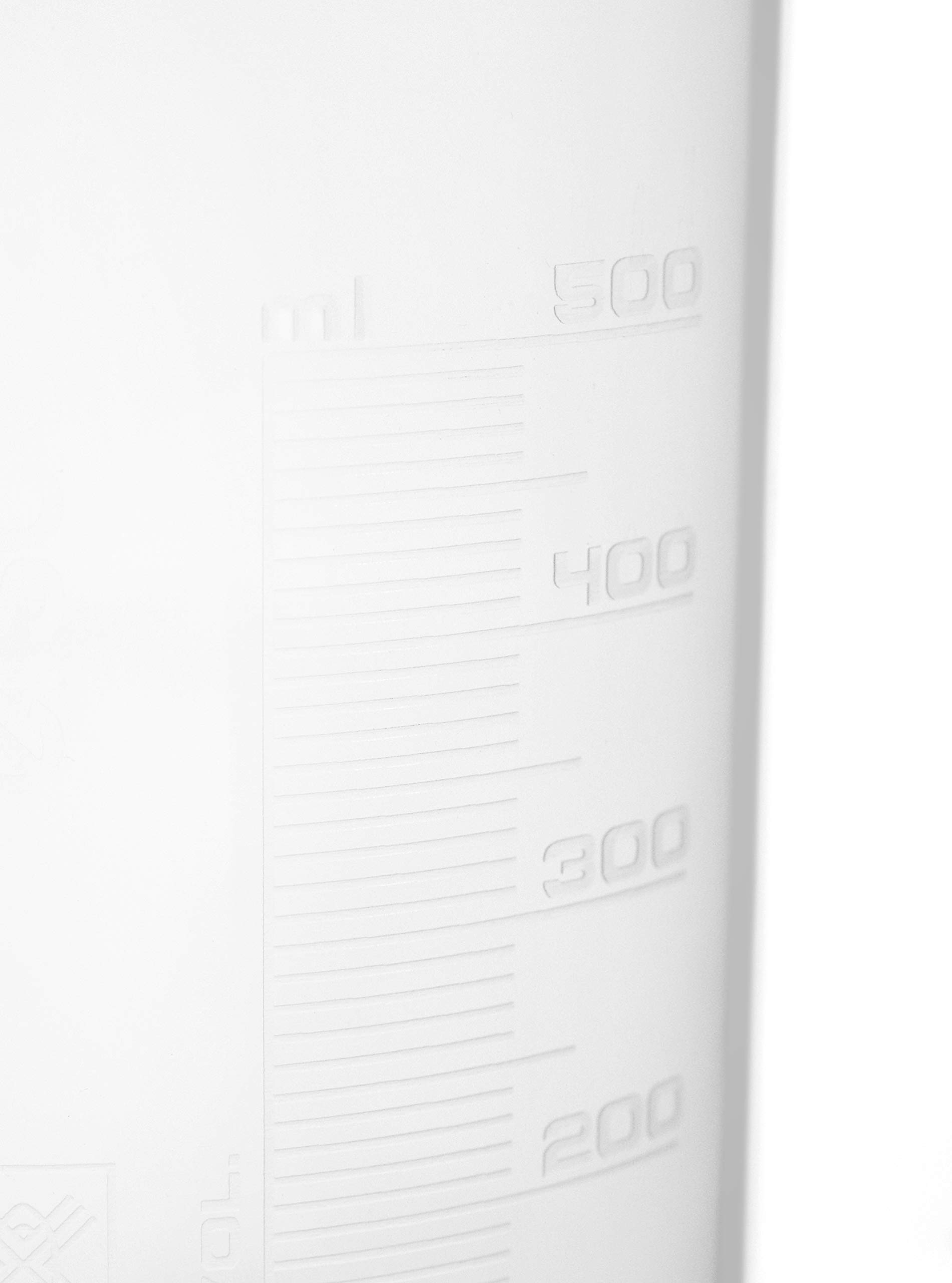 EISCO Plastic Beaker, 500ml - Polypropylene Plastic - Raised Graduations, Tapered Spout - Euro Design