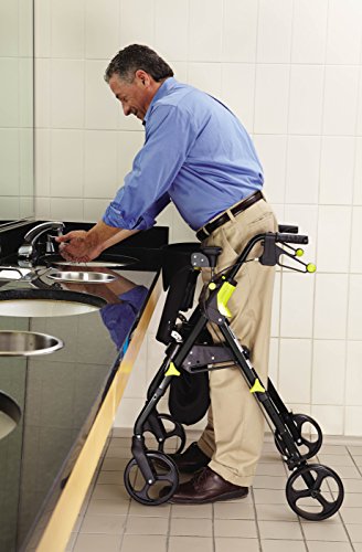 Medline Premium Empower Rollator Walker with Seat, Folding Rolling Walker with 8-inch Wheels, Black, 1 Count (Pack of 1)