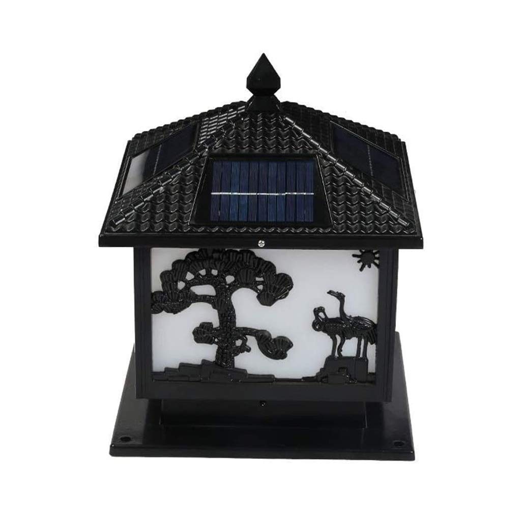 SPNEC Column Head Lamp, Waterproof Home Outdoor Garden Lamp Landscape European Style Solar Lamp