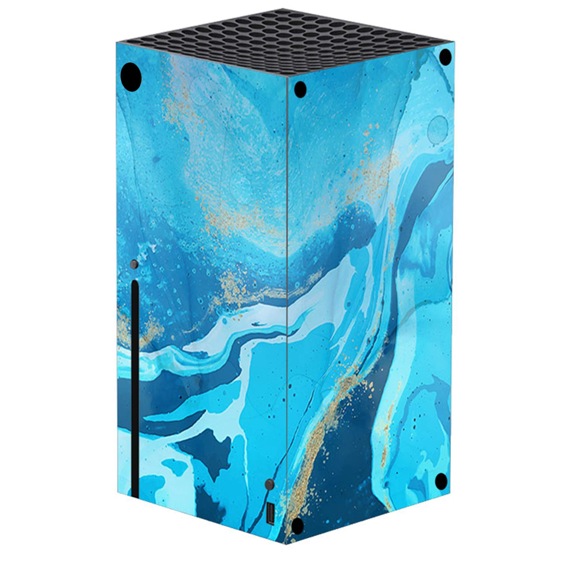 PlayVital Aquamarine Watercolour Custom Vinyl Skins for Xbox Series X, Wrap Decal Cover Stickers for Xbox Series X Console Controller