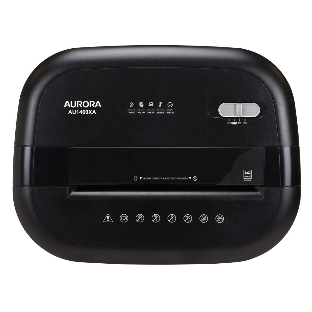 Aurora Anti-Jam 14-Sheet Crosscut Paper/CD and Credit Card Shredder/with 6-Gallon pullout Basket 120 Minutes Continuous Run Time