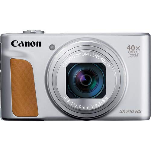 Canon PowerShot SX740 HS Digital Camera (Silver) with 32GB SD Memory Card + Accessory Bundle (Renewed)