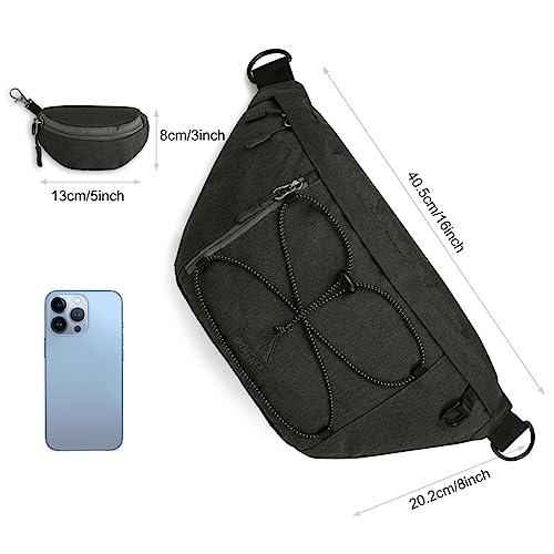 G4Free Sling Bag RFID Blocking Large Sling Backpack for Men Women Crossbody Chest Bag for Sports Hiking Traveling(Black)