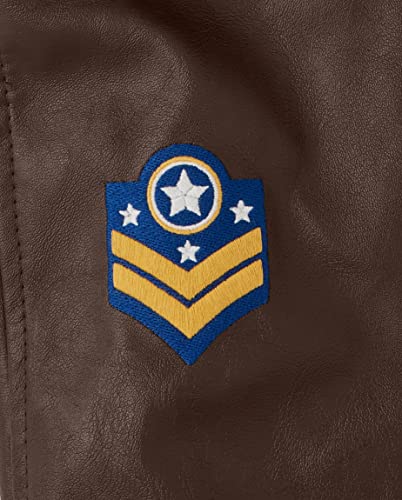 Gymboree,and Toddler Boys Embroidered Faux Leather Jacket,AVIATOR BROWN,5T