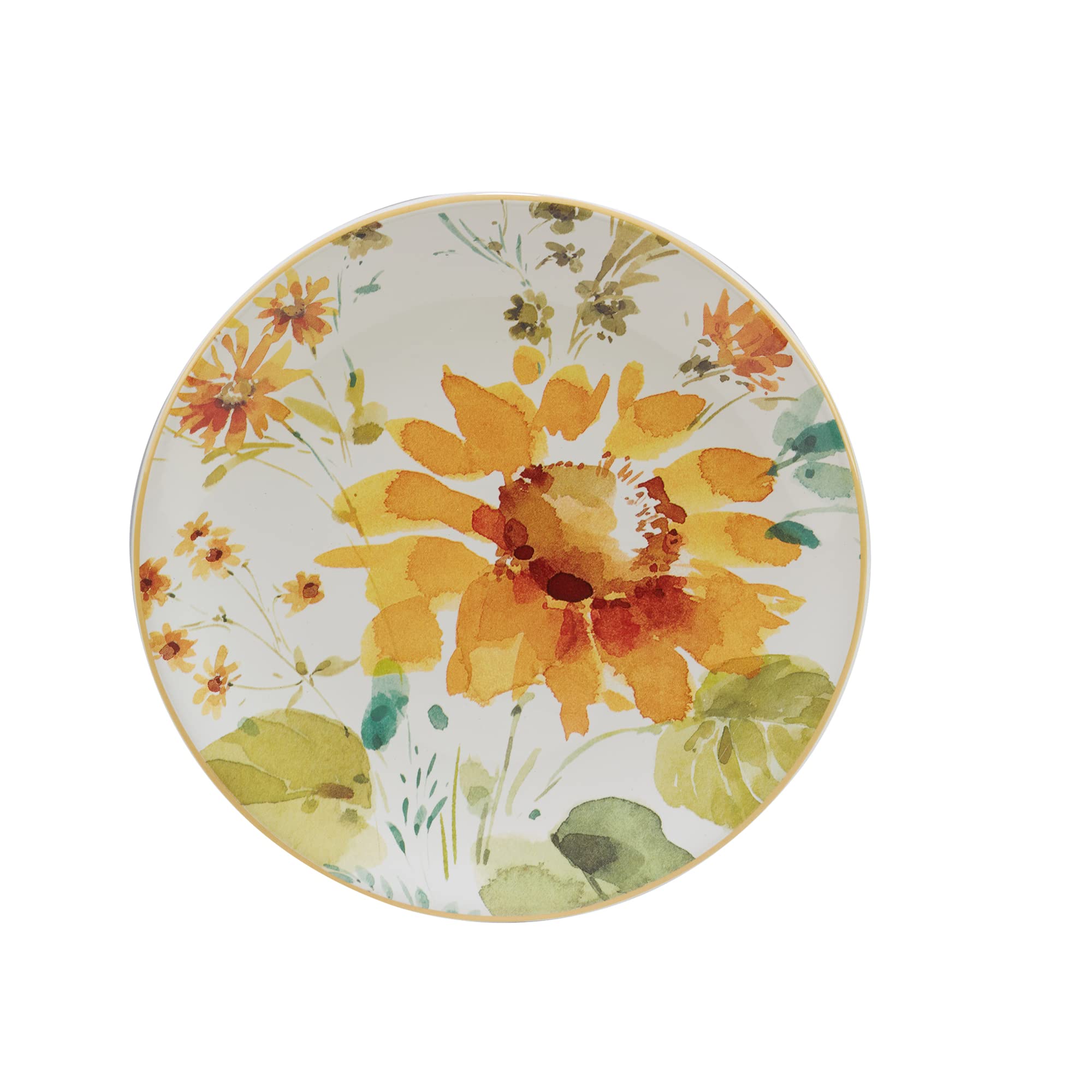 Certified International Sunflowers Forever, Salad/Dessert Plates, Multicolored, 9" x 9", Set of 4
