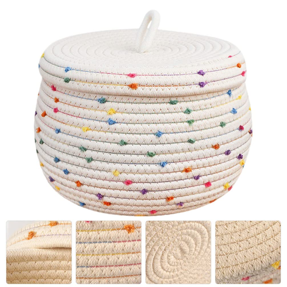 Cabilock Rope Storage Basket Countertop Baskets Woven Storage Basket Laundry Hamper Storage Baskets for Organizing Round Basket with Lid Sundries Organizer Shelf To Weave Rattan Cotton Rope