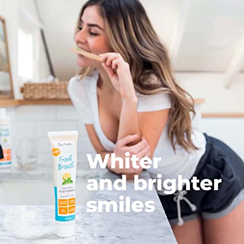 Premium Oxyfresh Lemon Mint Fresh Breath Toothpaste โ Low Abrasion Toothpaste for Bad Breath - SLS & Fluoride Free Toothpaste โ Anti Plaque & Tartar Control Toothpaste with Essential Oils. 5oz