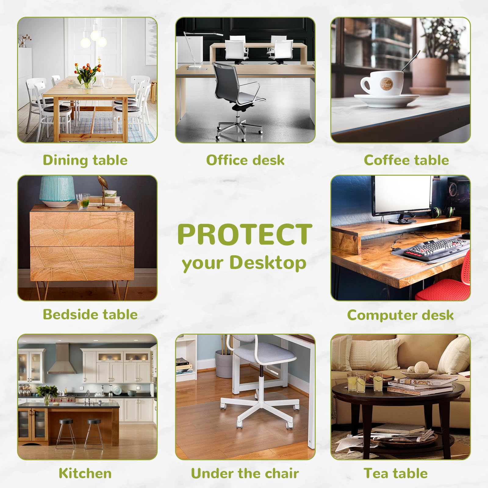 Eisdroma 14 x 24 Inch Clear Table Cover Protector, Clear Desk Mat, Clear Table Protector, 1.5mm Thick Plastic Table Cover, Vinyl Table Protector, Clear Desk Pad, Desk Mats on Top of Desks