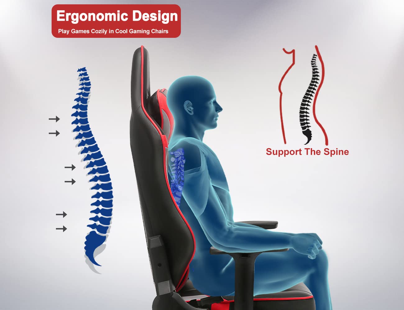 SITMOD Video Game Chairs Ergonomic Gaming Chair with Footrest High Back Massage Gaming Chair Recliner PC Leather Racing Gamer Chairs Adjustable Lumbar Support Swivel Computer Chairs for Adults