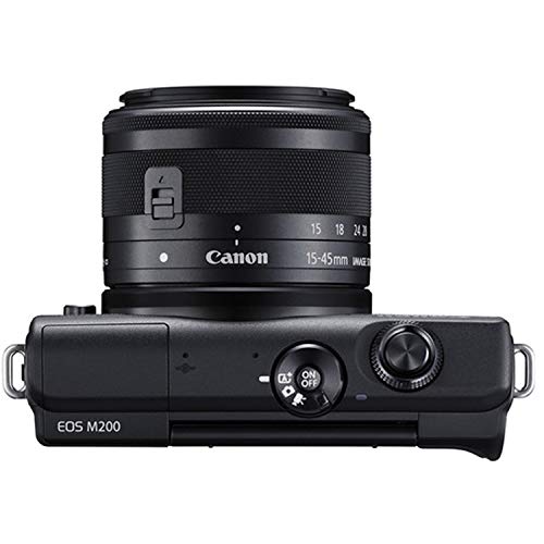 Canon EOS M200 Mirrorless Camera with EF-M 15-45mm f/3.5-6.3 is STM Lens + 64GB Memory Card + LED Video Light + Cleaning Kit & More