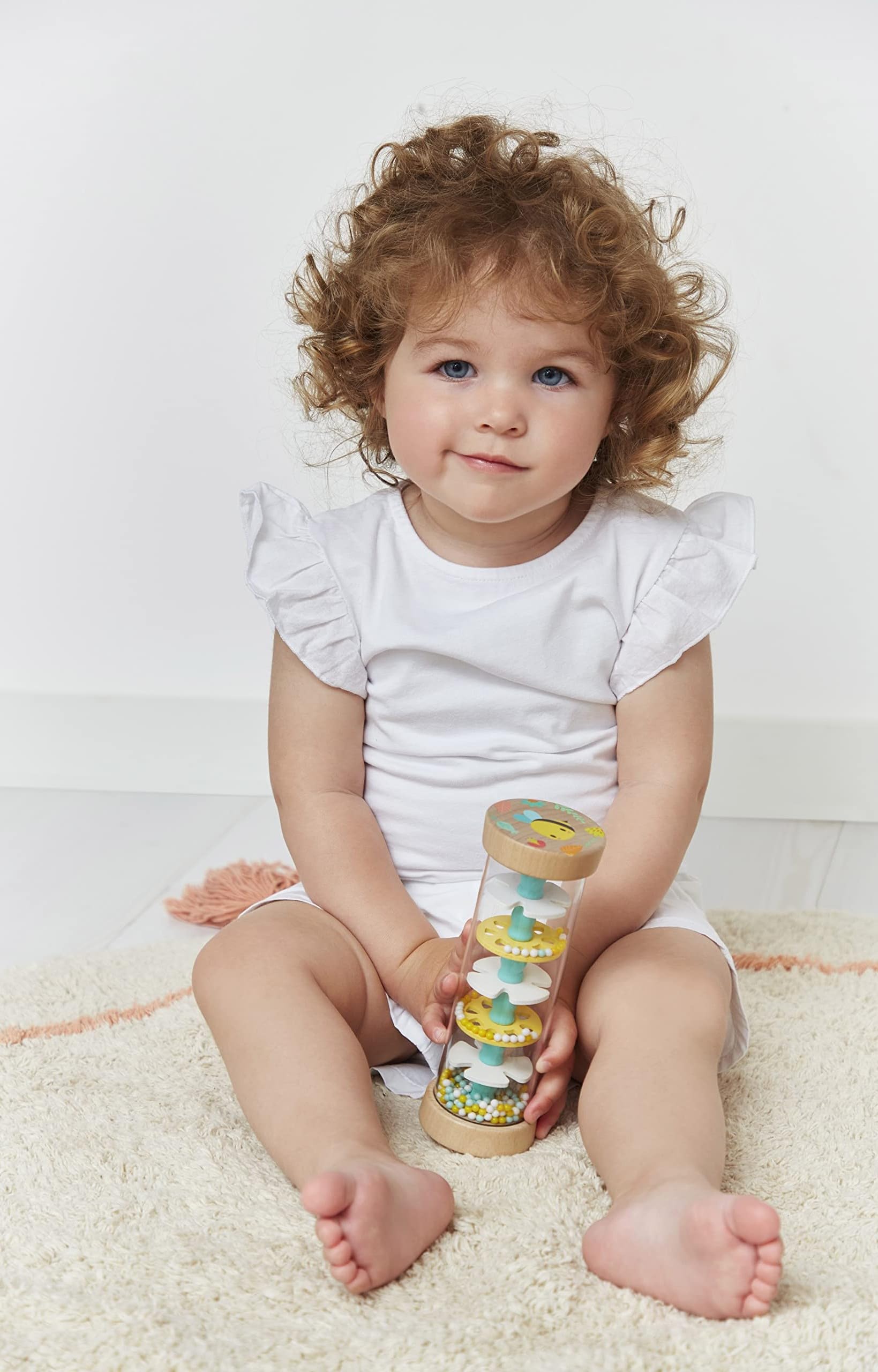 Janod - Pure Collection – Bumble Bee Rainstick My First Music Toy - Ages 6 Months+ - J05193