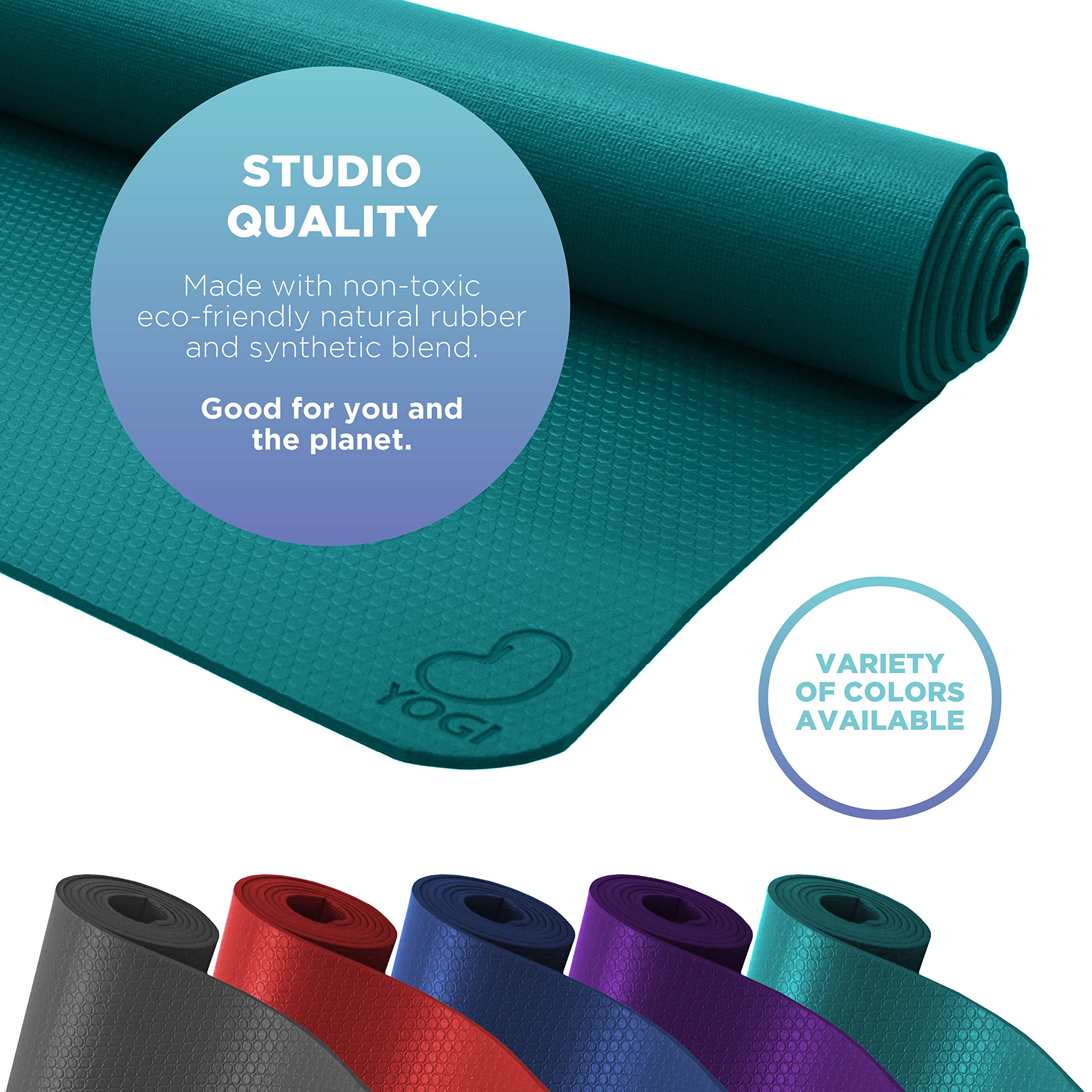 Bean Products Yogi Premium Yoga Mat, Teal | Closed Cell, Non-Skid, Slip Resistant, Double Sided | 4mm Thick (73β L x 24β W) Extra-Long | Non-toxic, SGS Certified | Earth-Friendly Exercise Gym Mat