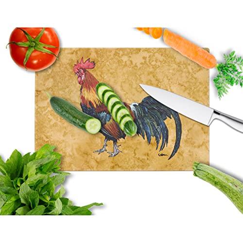 Caroline's Treasures 8651LCB Rooster Glass Cutting Board Large Decorative Tempered Glass Kitchen Cutting and Serving Board Large Size Chopping Board