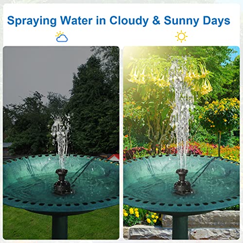 GAIZERL Solar Fountain with 2000 Battery - Work On Cloudy Days - 2023 Upgrade 3.5W Glass Panel Solar Powered Bird Bath Water Pump with Stakes, 16.4ft Cable, Colorful LED Lights, 7 Nozzles for Garden