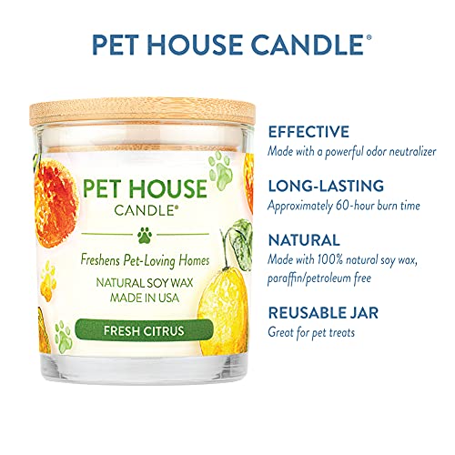 One Fur All - 100% Natural Plant-Based Wax Candle, 30+ Fragrances - Pet Odor Eliminator, Appx 60 Hours Burn Time, Scented Jar Candles β Pet House Candle, (Pack of 1, Fresh Citrus)