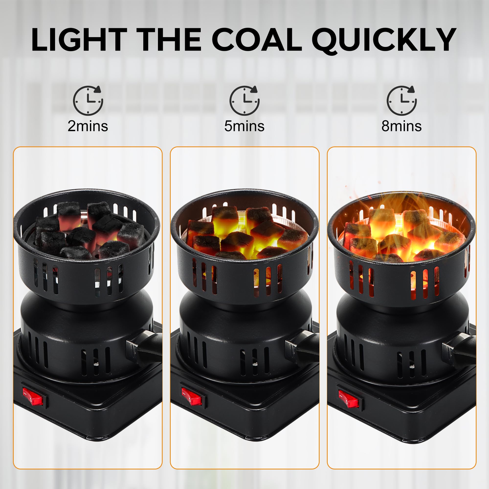 DiDiBirDi Electric Charcoal Burner,Double Layer Multipurpose Charcoal Starter,600W Fast Heating, Suitable for Family Barbecue Dinner