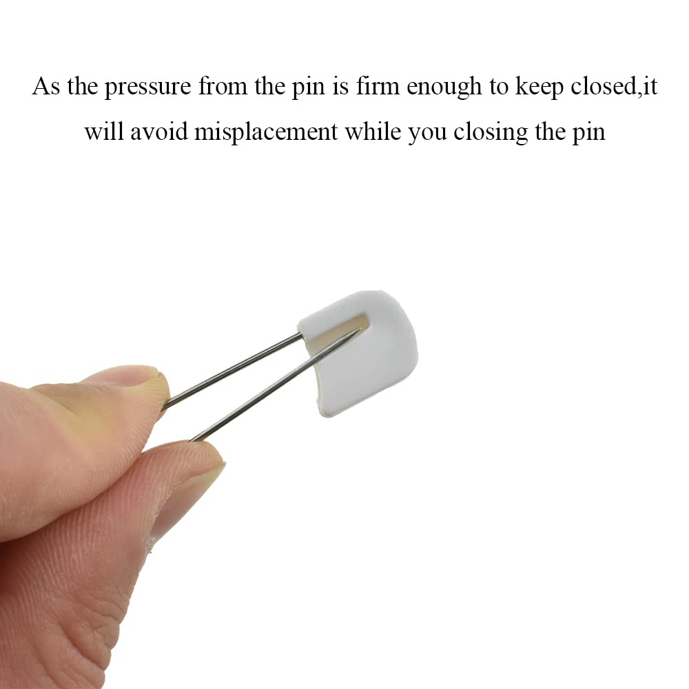 HAHIYO 52mm Length Plastic Head Cloth Pins Closed Sturdy Easy Penetrate Safer Operate Reusable Durable Stainless Steel Nappy Diaper Pin White 50 PCS for Sock Towel Bed Sheet Vurtains Clothing