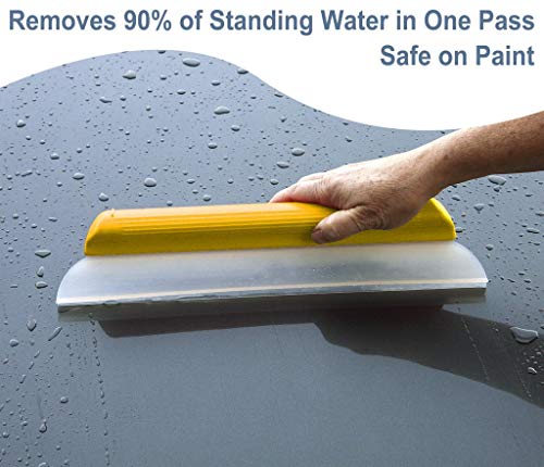 One Pass Hydroglide 14" Waterblade Silicone Y-Bar Squeegee Yellow with XL Micro Fiber Towel