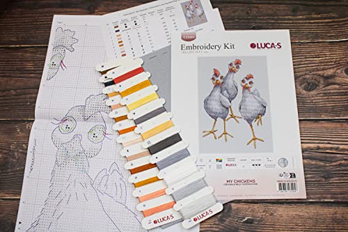 Luca-S Cross Stitch Kit My Chickens, Counted Cross Stitch Kit for Adults, Embroidery Needlecraft Kit