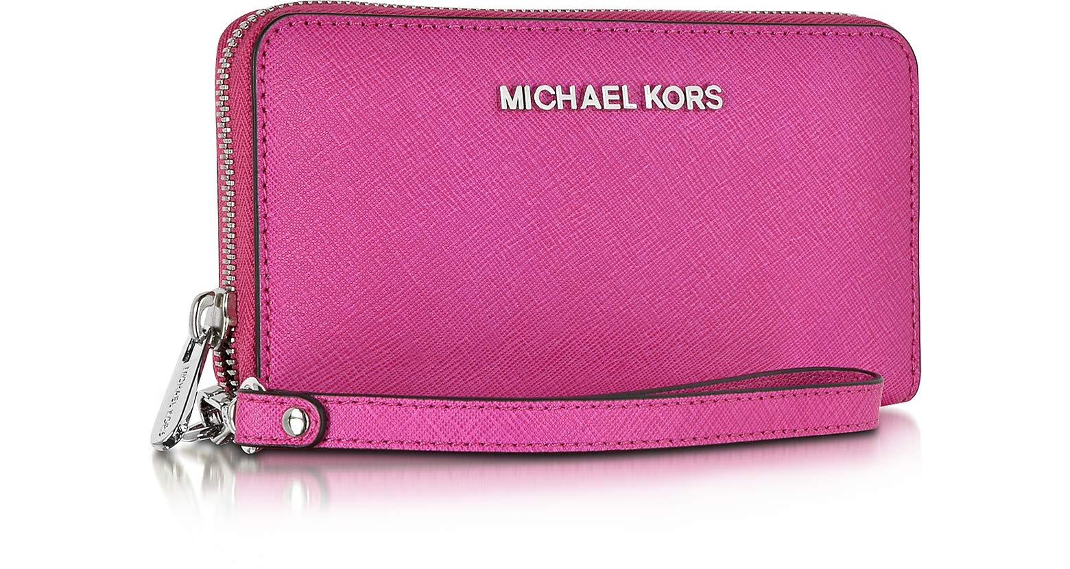 Michael Kors Women's Jet Set Wallet (Raspberry/Silver)