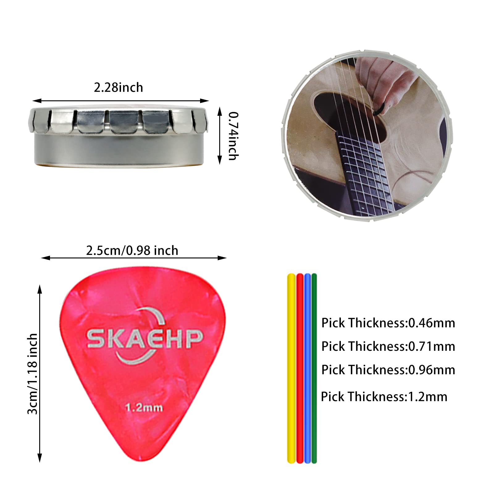 SKAEHP Celluloid Guitar Picks 20 Pack With Guitar Pick Box, 4 Thickness, Thin, Medium, Heavy & Extra Heavy, apply to Acoustic Guitar Electric Guitar Bass and Ukulele Guitar Picks(Christmas gift)