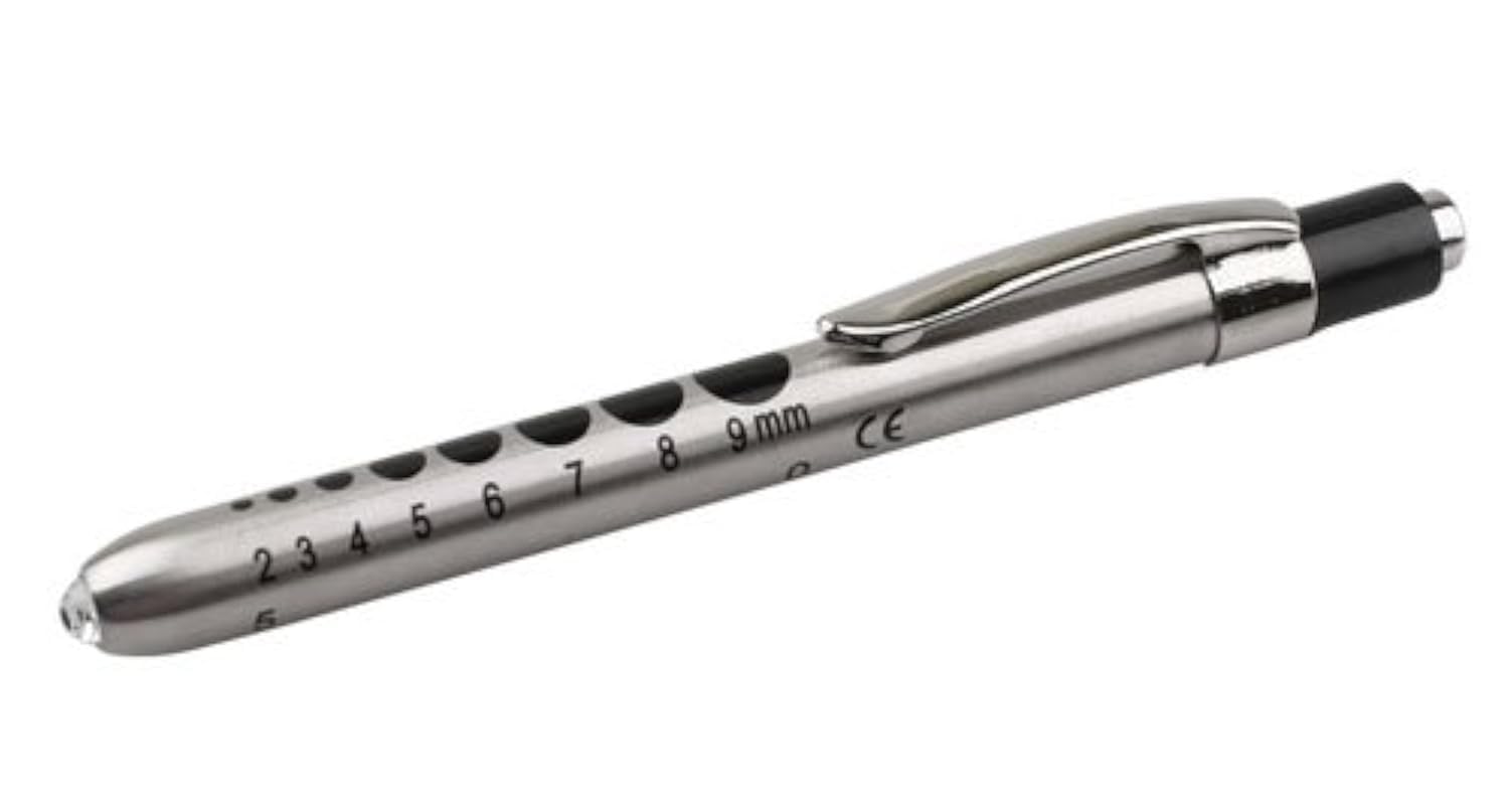 EMI Stainless Steel Diagnostic Medical Penlight with Pupil Gauge - Silver EPL-935