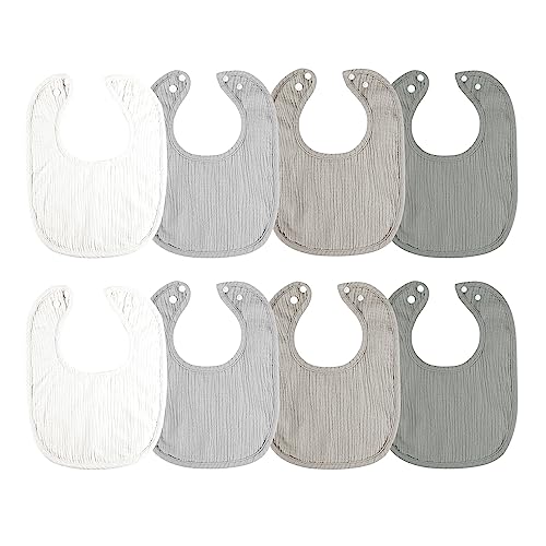 Cherub Muslin Baby Bibs for Boys, 8 Pack Absorbent Bandana Baby Bibs for Drooling and Teething, Soft Cotton Drool Bibs for 0-36 Months Newborn