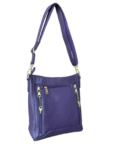 CCWBAGS Genuine Leather Cross Body Concealed Carry Purse, Purple