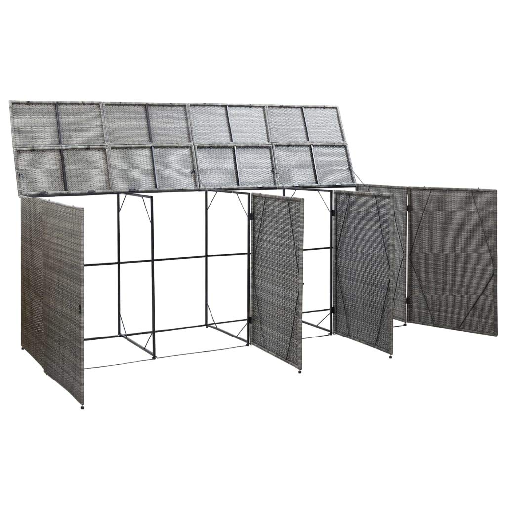 Canditree Outdoor Large Storage Shed for Garbage Cans, Garden Tools, Bin Shed Poly Rattan for Patio Backyard (Anthracite)