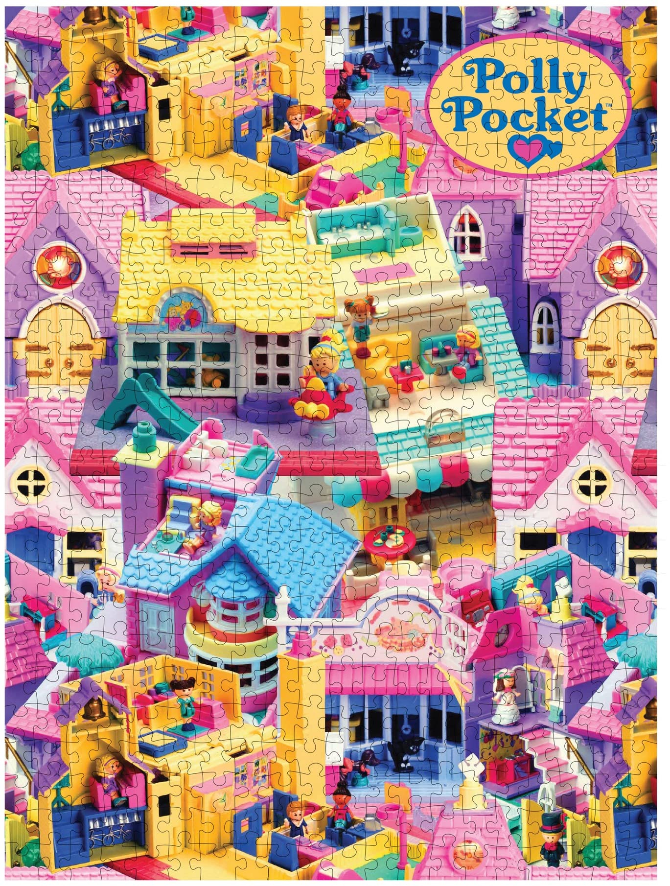 Mattel Games Polly Pocket Mattel Jigsaw Puzzle with 500 Interlocking Pieces & Mini-Poster, Image of 10+ Playsets with Dolls, For Collectors & Kids Ages 8 Years Old & Up