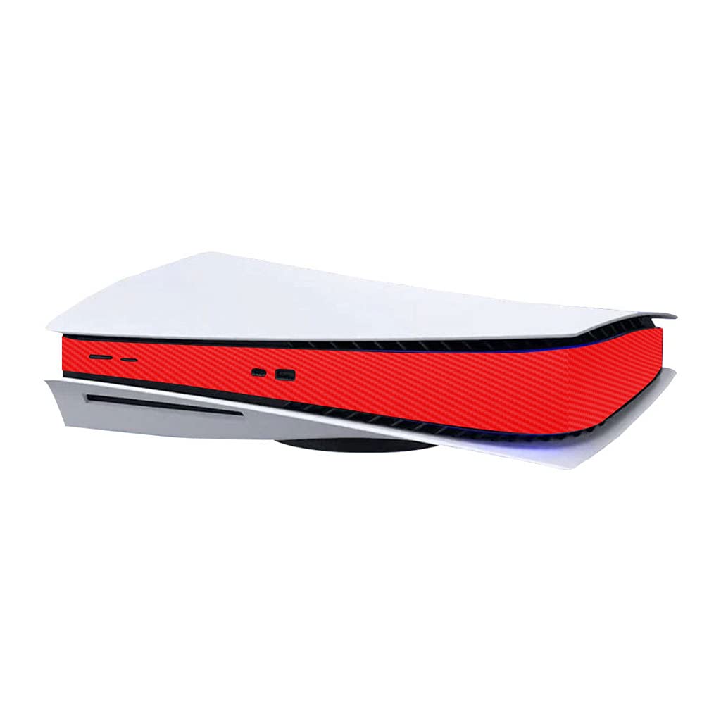 S-YUWEN Side Strip Sticker Protective Film Compatible with PS5, Skin Sticker Decoration Carbon Fiber Frosting Sticker Console Digital Disk Protector Faceplate Shell Compatible with PS5, White