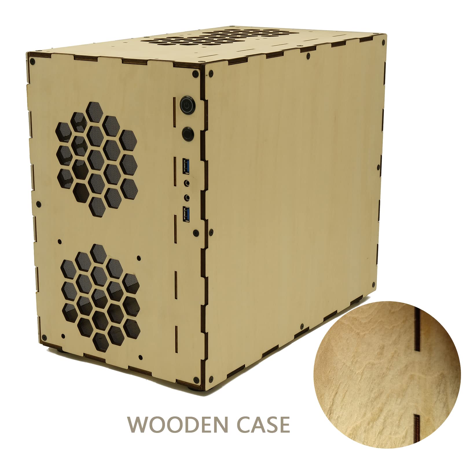 CYBERWOOD Mirco ATX PC Case, Mini Tower Computer Case with Acrylic Side Panel, Unique Wood Gaming PC Case for DIY, Wooden