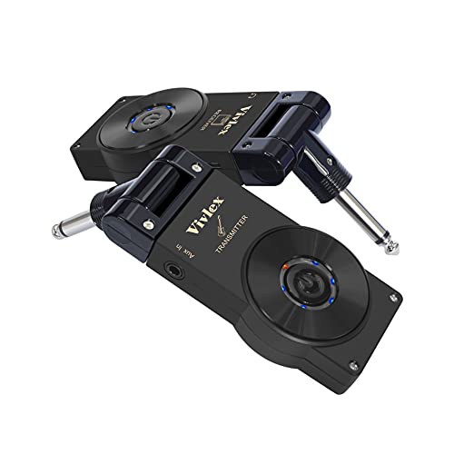 Vivlex Wireless Guitar System Guitar Transmitter Receiver Set 2.4GHz 6 Channels Wireless Audio System for Electric Guitar Bass Violin Keyboard, Built in Rechargeable Battery, 8 Hours Working Time