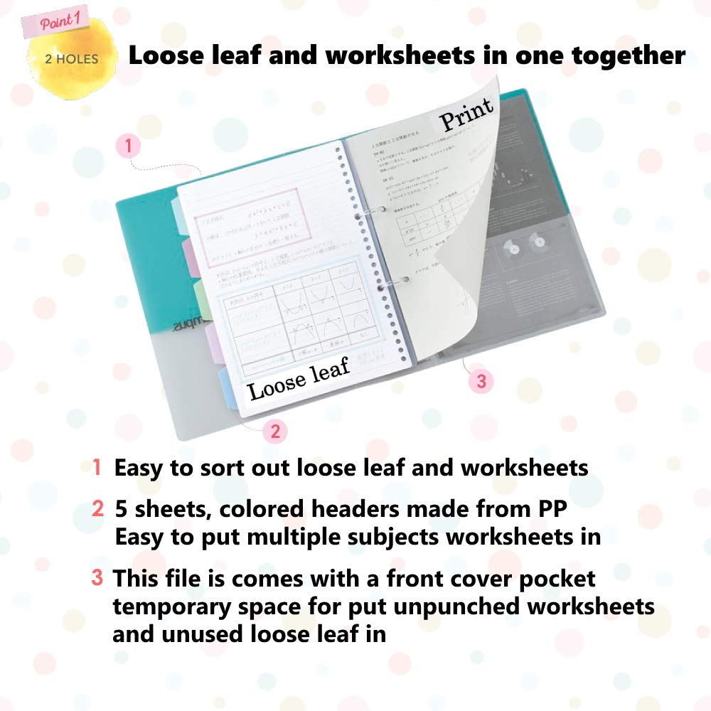 Campus 2 Ring Binder – B5 Binder with Loose Leaf, Holds 100 Sheets – Ideal Back to School Supplies – Notebook Dividers with Tabs Perfect for Study and Office Use – Notebook Binder (Pink)