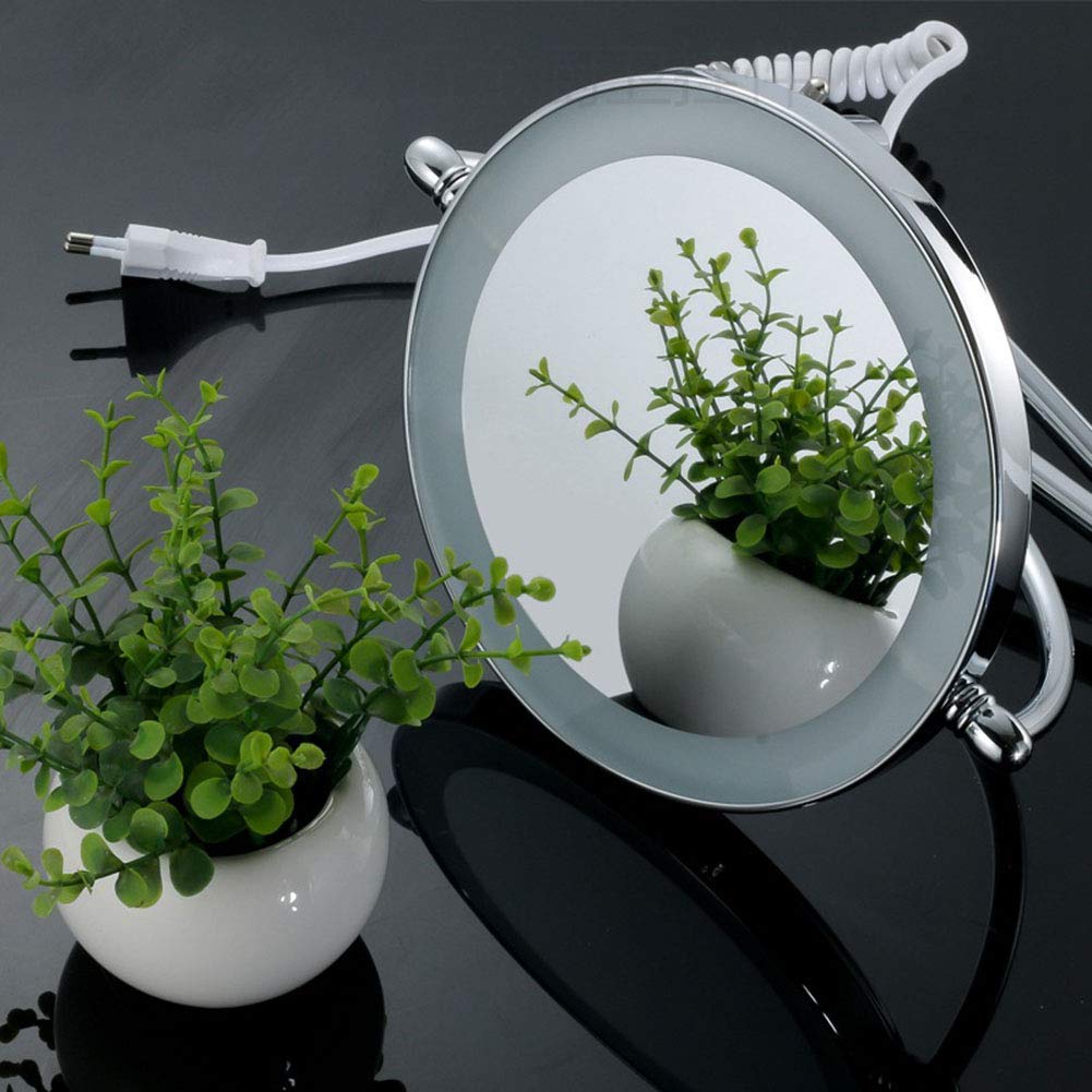 CZQ LED Lighted Wall Mount Makeup Mirror Double Sided with 10X Magnification, 360° Swivel Vanity Mirror Bathroom Cosmetic Mirror Extension Chrome Finish, Plug Powered