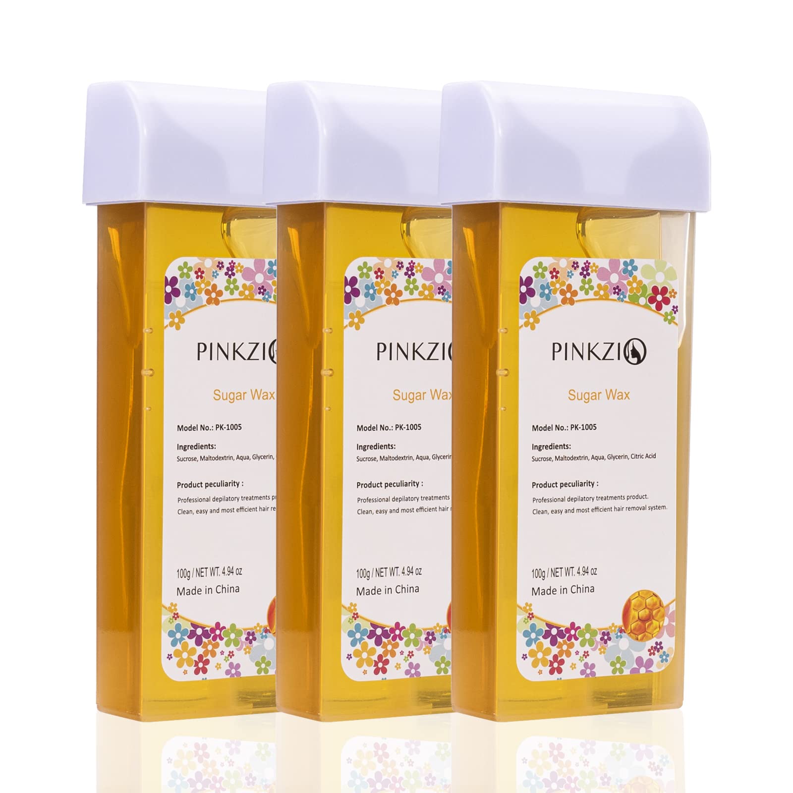 Hair Removal Roll On Wax Refill - Wax Cartridge Depilatory Wax Roller for Legs and Arms 3.52 Ounce By PINKZIO (3 Pack)