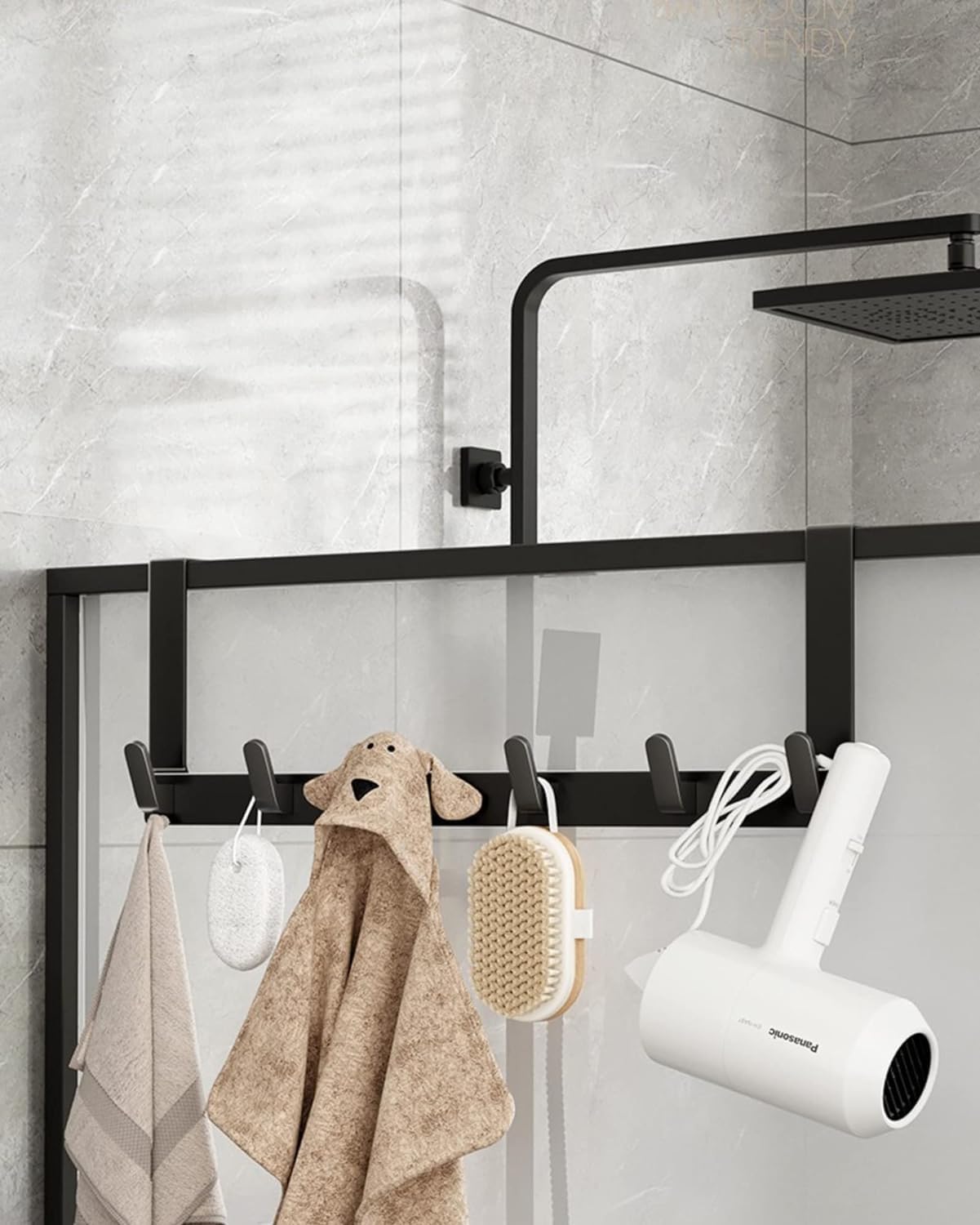 CHAUNCEY HOME Over The Door Hooks Hanger with Extended Arms - Bathroom Accessories and Towel Rack Organizer - 1 Pack,OB85