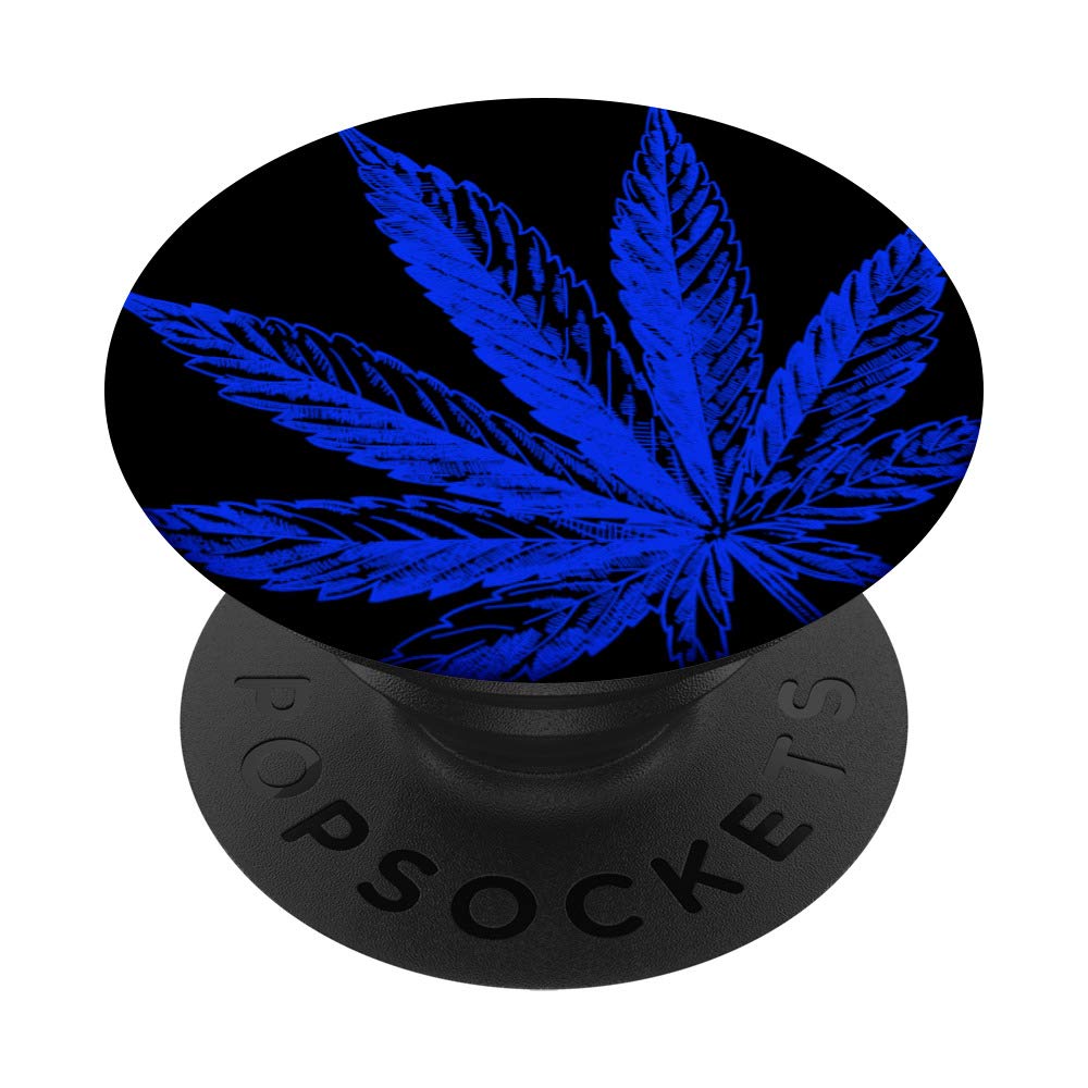 Blue Weed Leaf Marijuana Cannabis Hemp CBD Oil Cannabidiol PopSockets PopGrip: Swappable Grip for Phones & Tablets